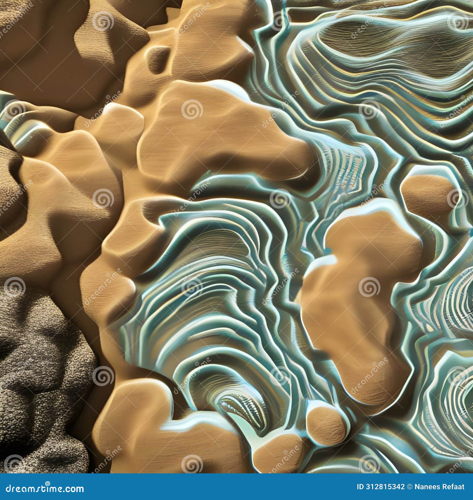 Abstract Pattern of Water Ripples among Rocks Stock Illustration ...