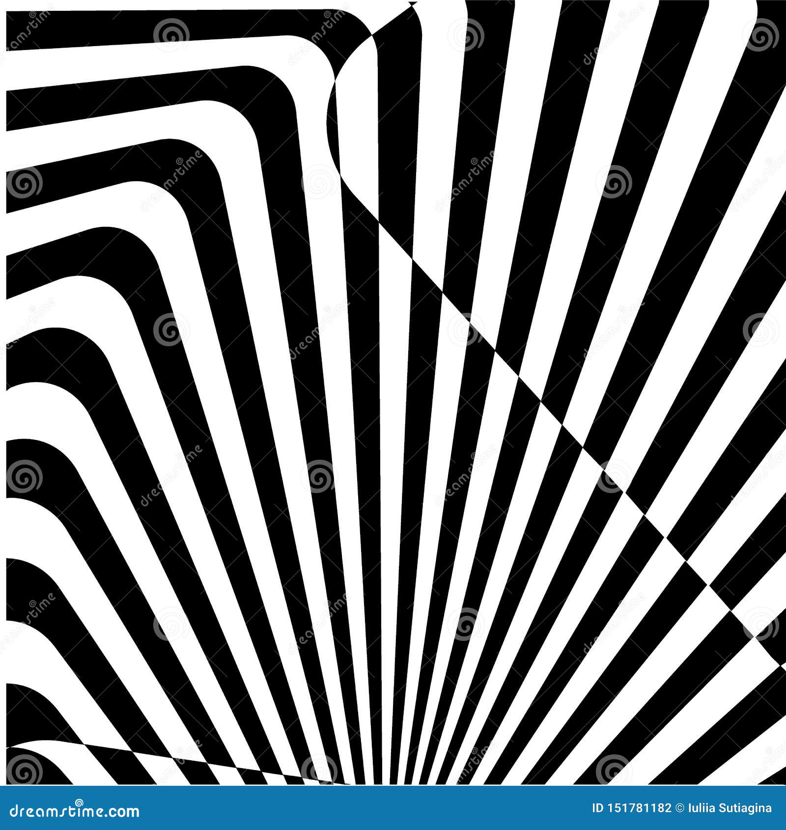 Abstract Pattern of Wavy Black Stripes. Distortion, Analogue of Optical ...