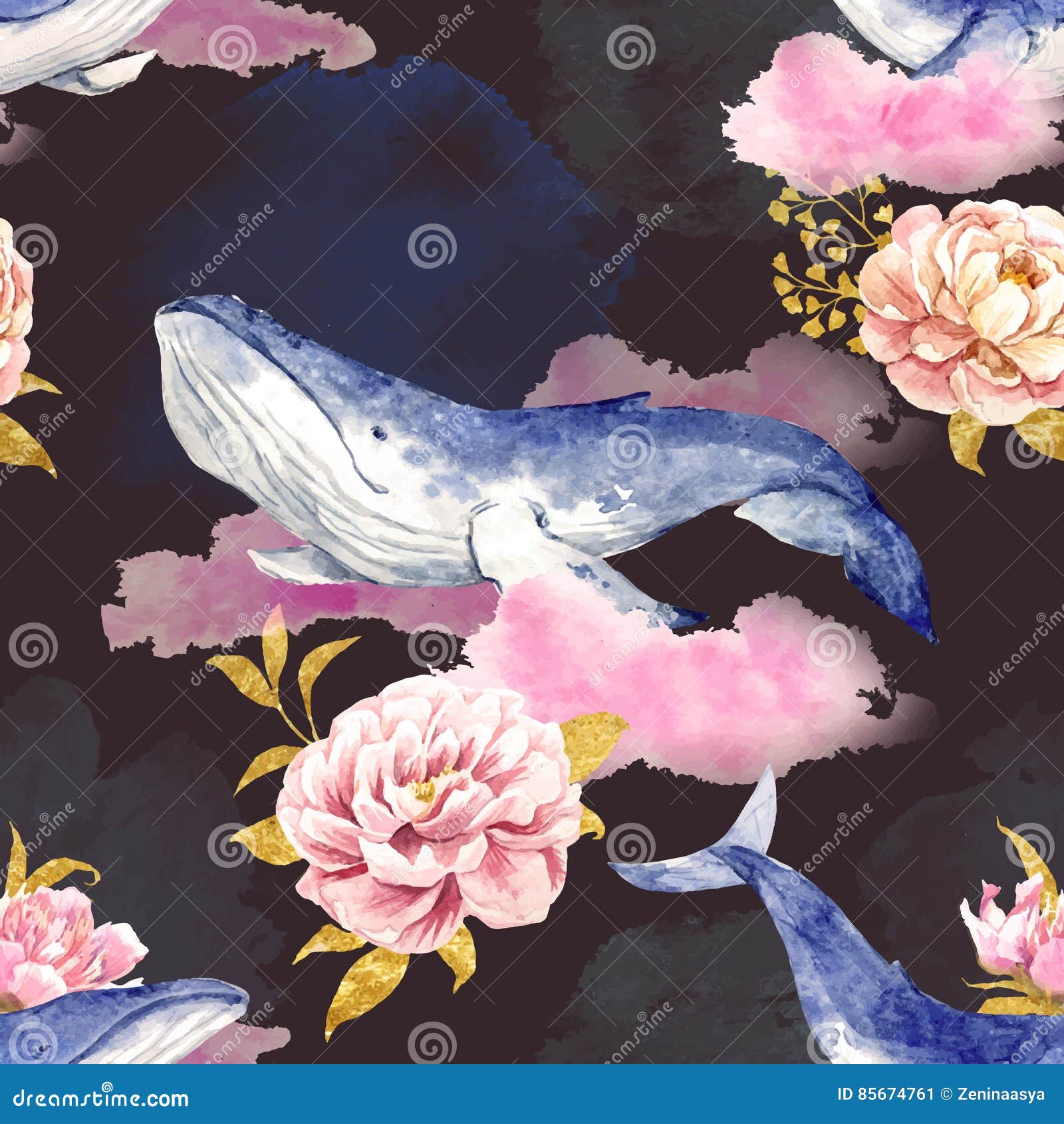 Abstract Pattern with Whales Stock Vector - Illustration of background ...