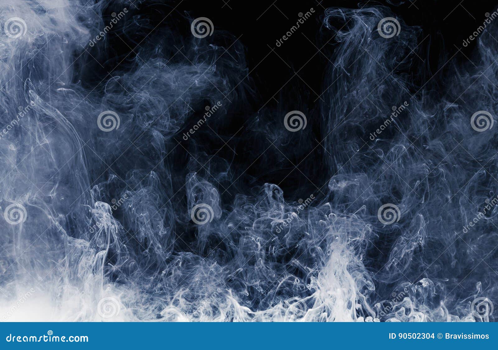 Abstract Pattern of White Smoke on a Black Background. Waves of Mist ...