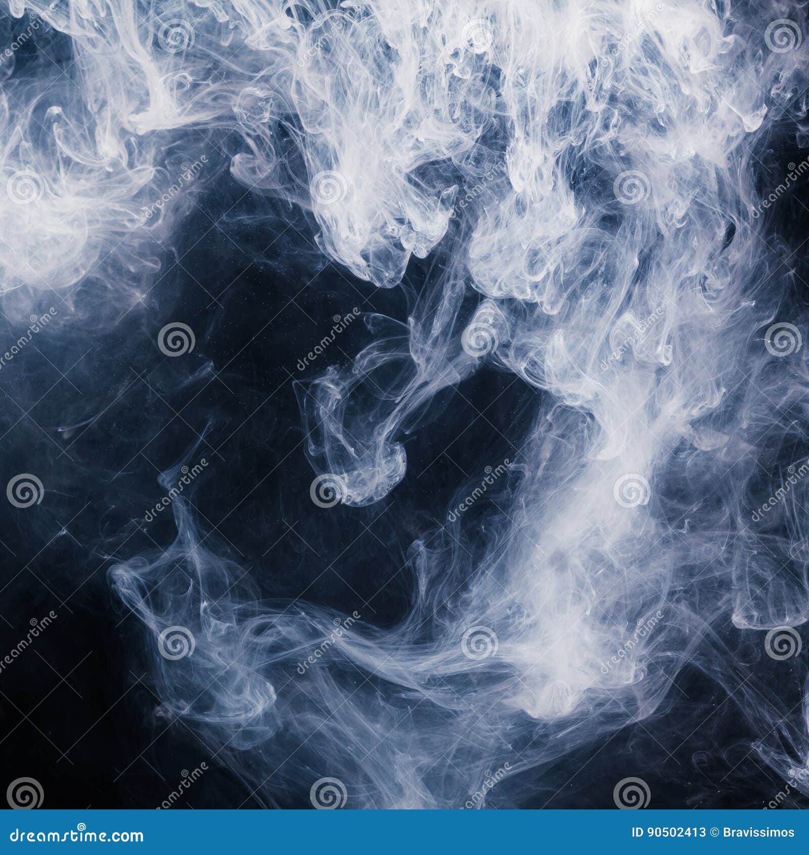 Abstract Pattern of White Smoke on a Black Background. Waves of Mist ...
