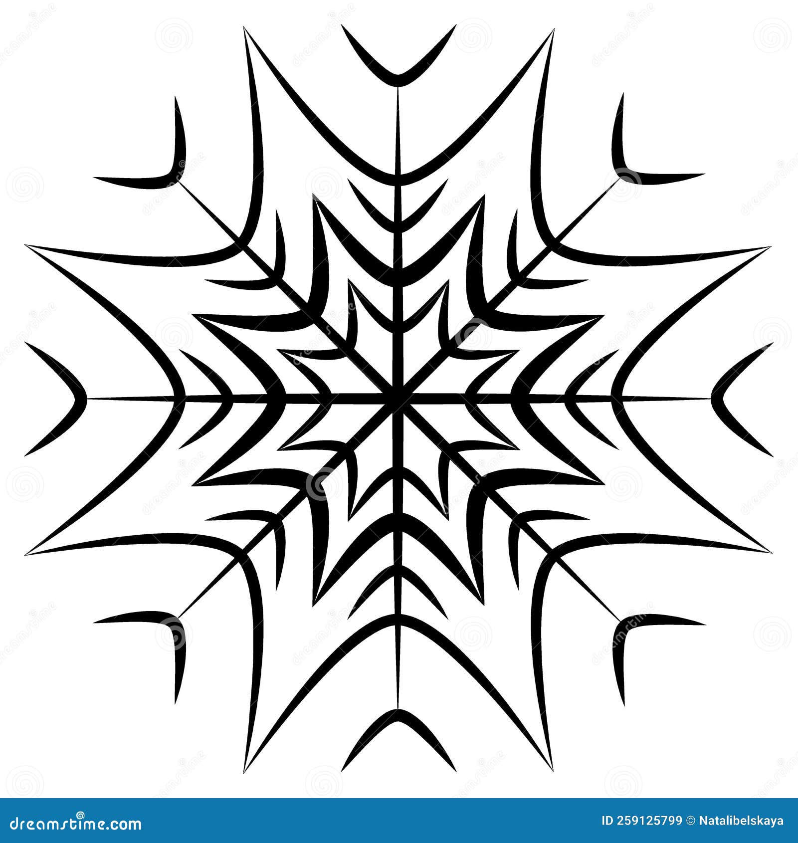 Abstract Patterned Snowflake. Outline Drawing. Silhouette. Line Art ...