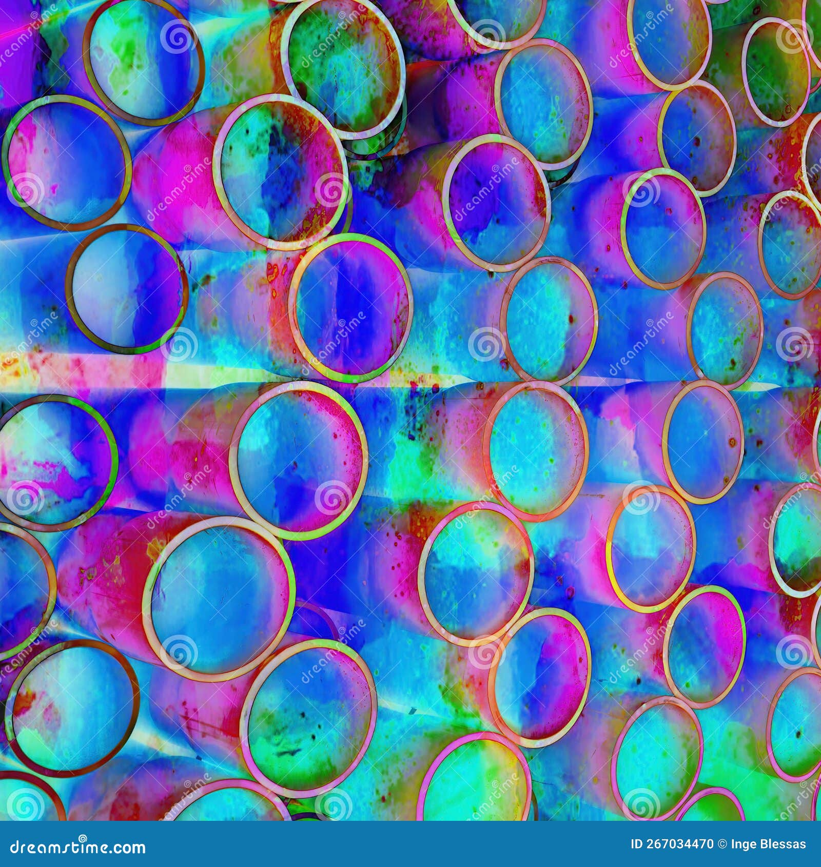 Abstract Patterns of Circles in Psychedelic Colours. Stock Photo ...