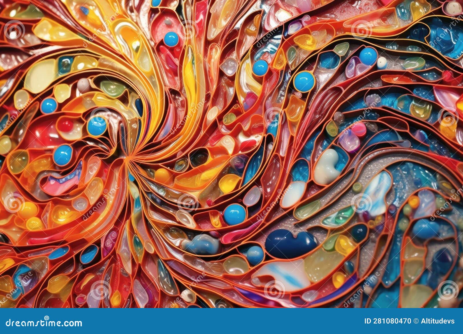 Abstract Patterns of Colorful Glass Swirls Stock Illustration ...