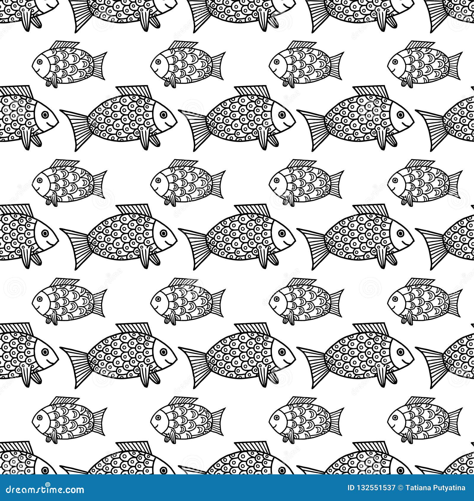 Abstract Patterns Fish Doodles Sketch Stock Illustration - Illustration ...