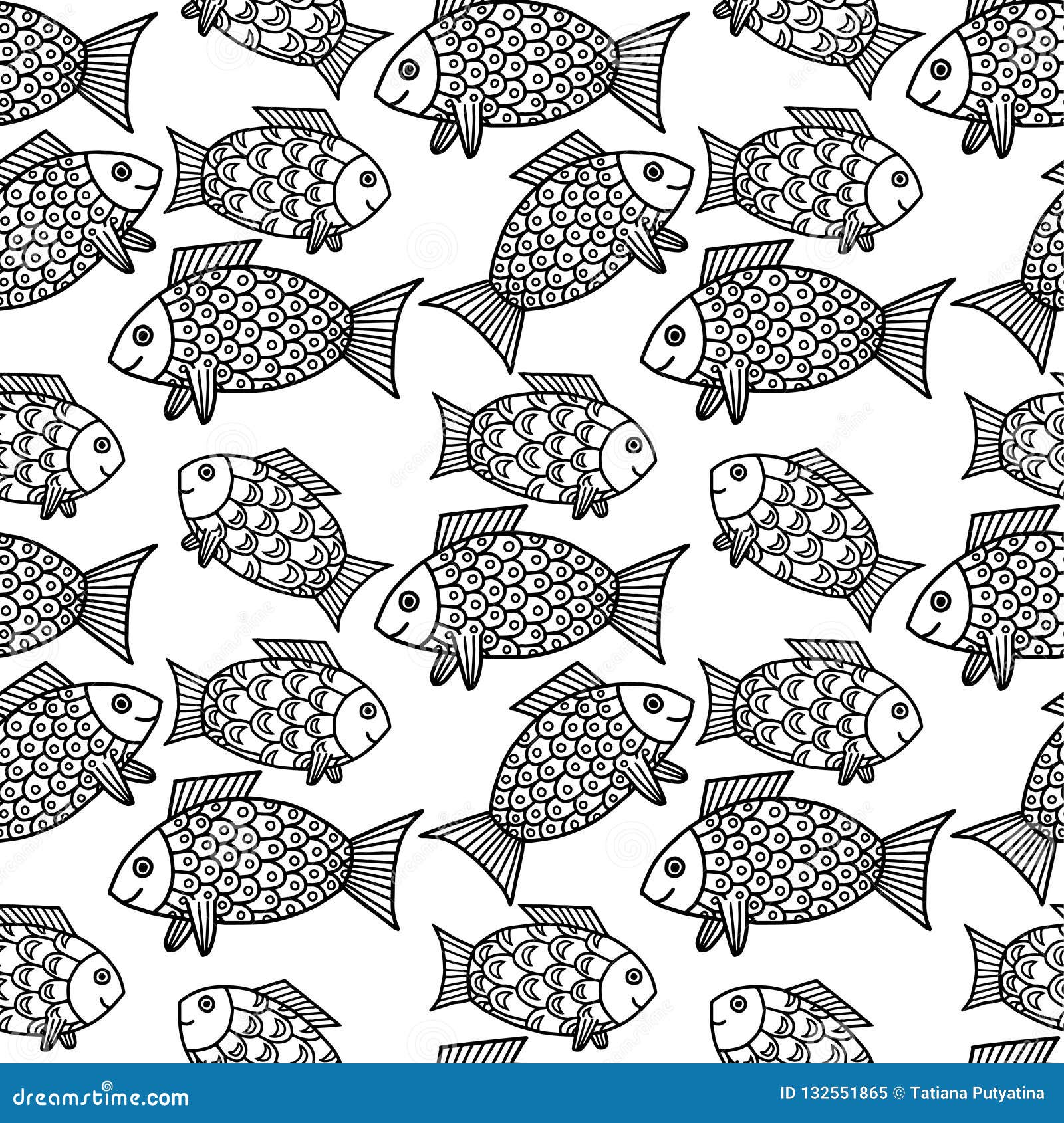 Abstract Patterns Fish Doodles Sketch Stock Illustration - Illustration ...