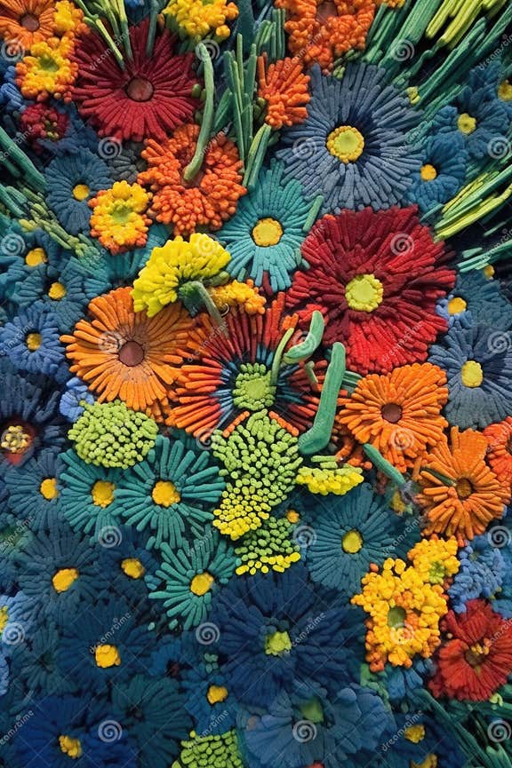 Abstract Patterns of Flower Fields from Above Stock Illustration ...