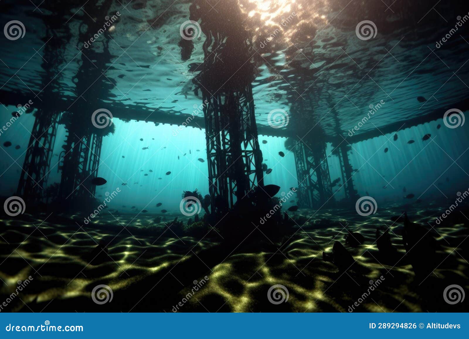 Abstract Patterns Formed by Oil Rig Shadows Underwater Stock Photo ...