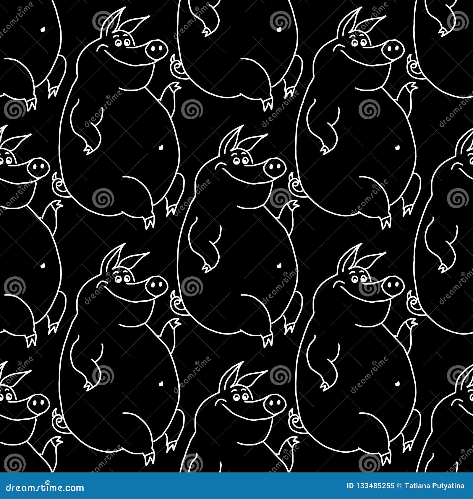 Abstract Patterns Pig Doodle Sketch Stock Illustration - Illustration ...