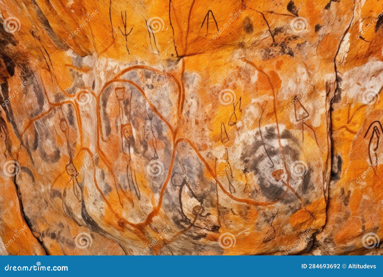 Abstract Patterns in Prehistoric Rock Paintings Stock Photo - Image of ...