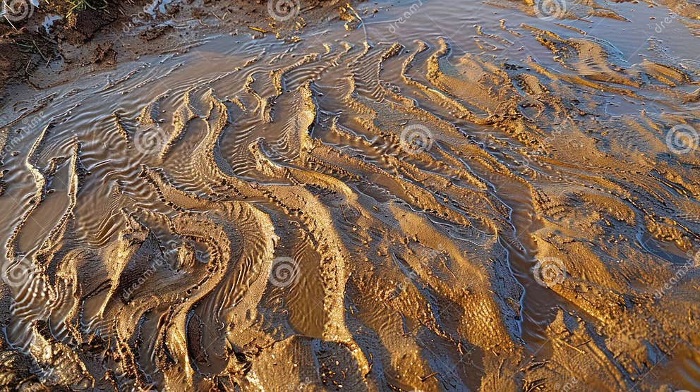 Abstract Patterns of Water Flowing through Mud, Creating a Unique and ...