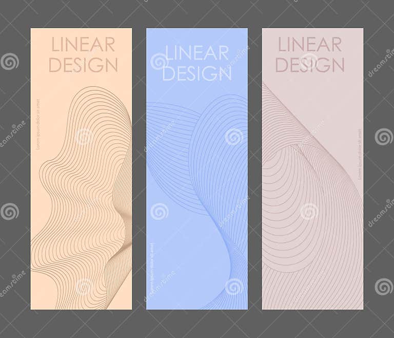 Abstract Patterns of Wavy Parallel Lines. Template for Postcards ...