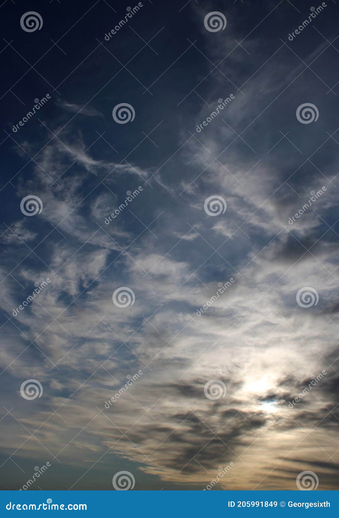 Abstract Patterns Wispy White Clouds Sun Behind Stock Image - Image of ...