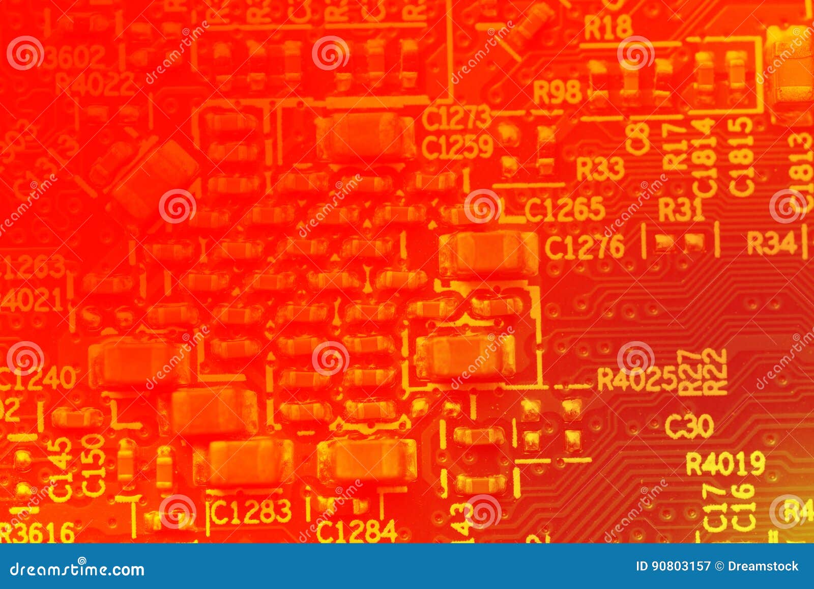 Abstract Pcb Red Colors Background Stock Image - Image of green ...