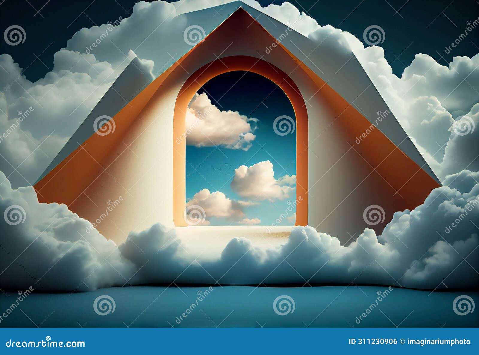 Abstract Peachy Background with Blue Sky Inside Stock Photo - Image of ...