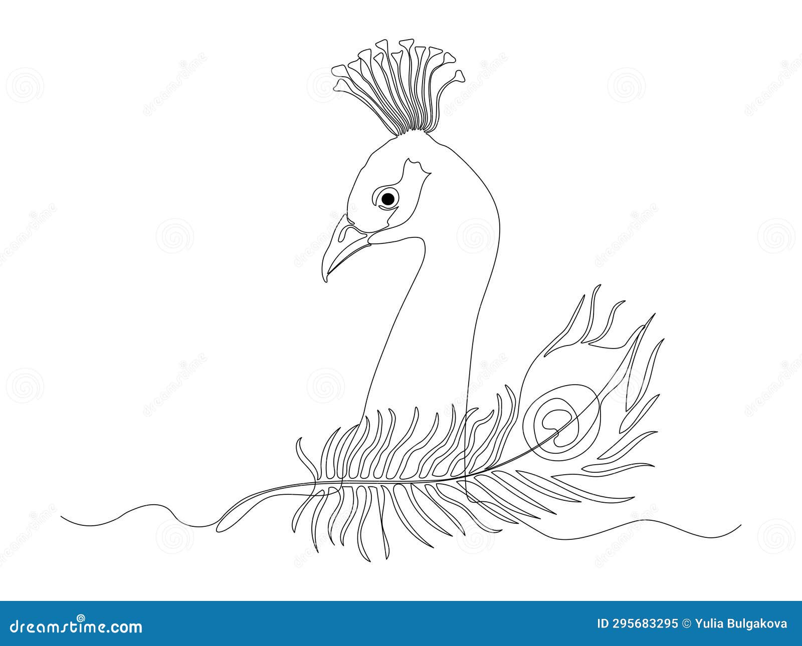 Abstract Peacock and Its Feather, Continuous Single Line Art Drawing ...