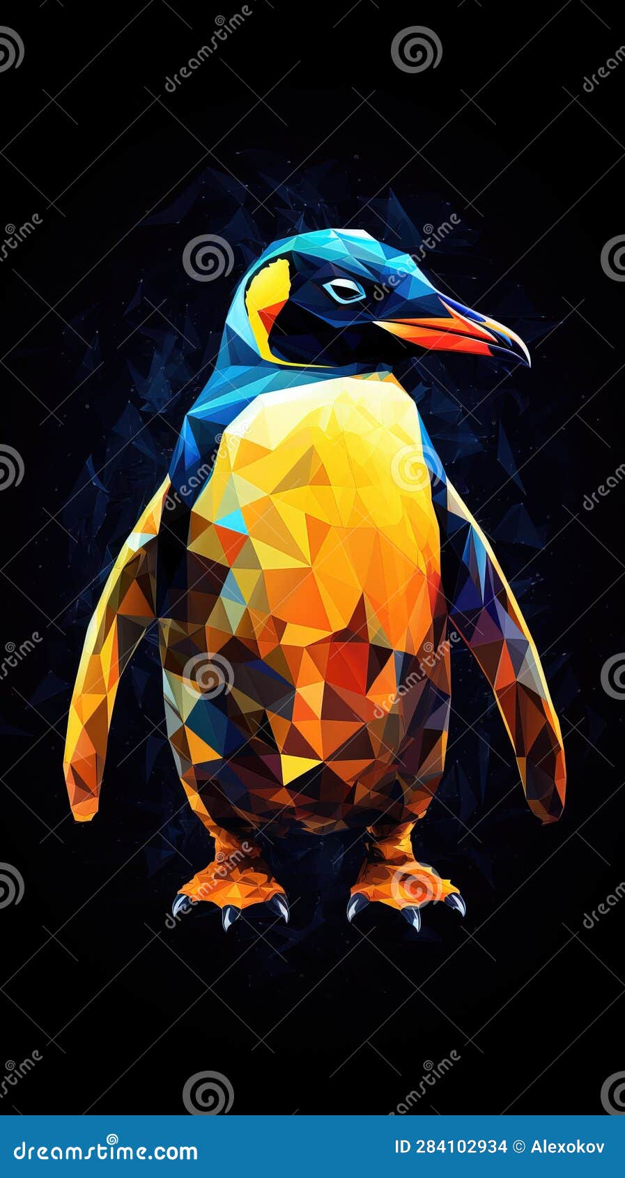 Abstract Penguin on Dark Background. Generative AI Stock Illustration ...