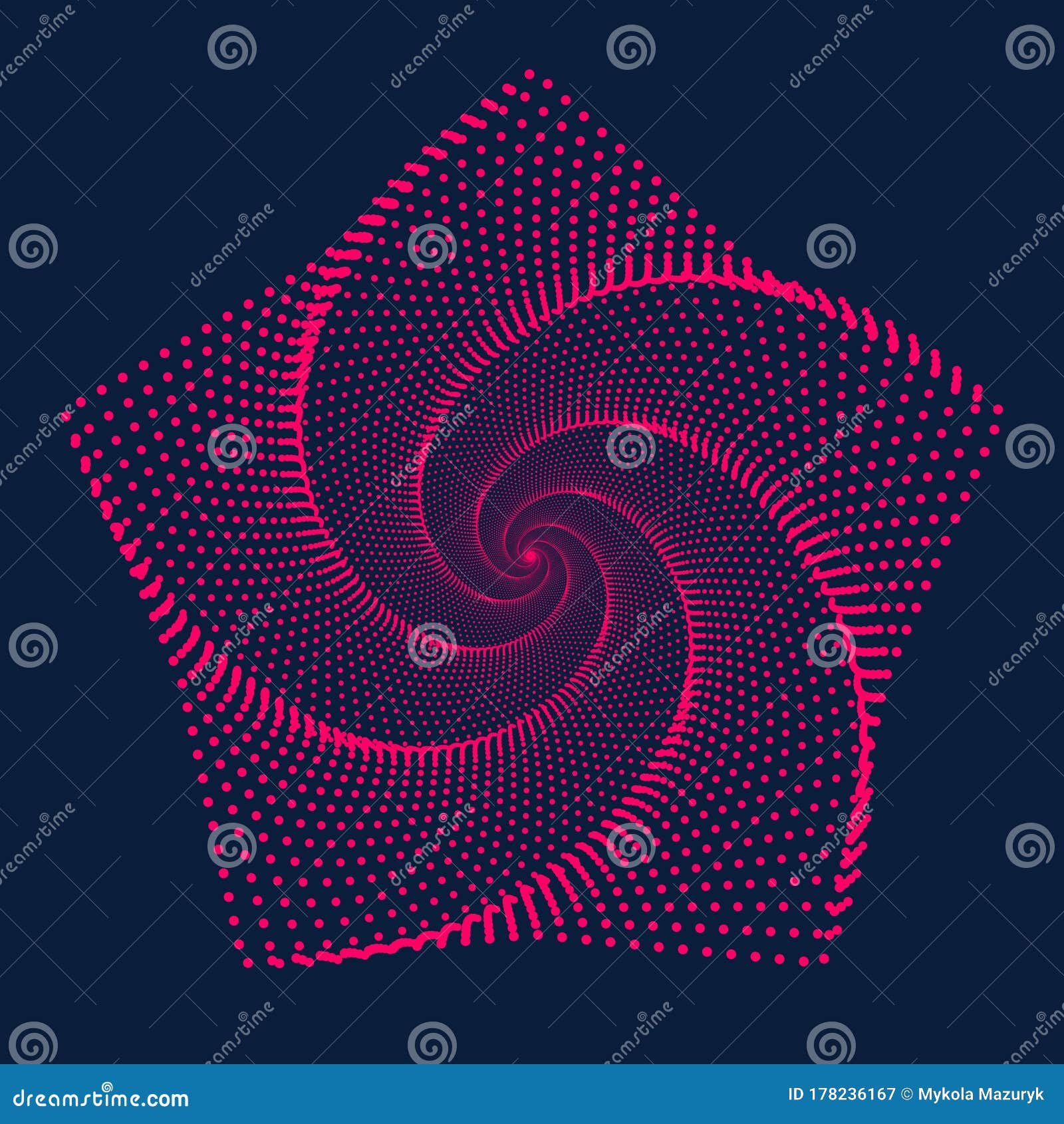 Abstract Pentagon with Halftone Dots Design. Digital Purple Flower ...