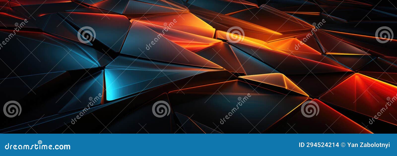 Abstract Pentagon Shape Blue Red Yellow Colours on Black Background ...
