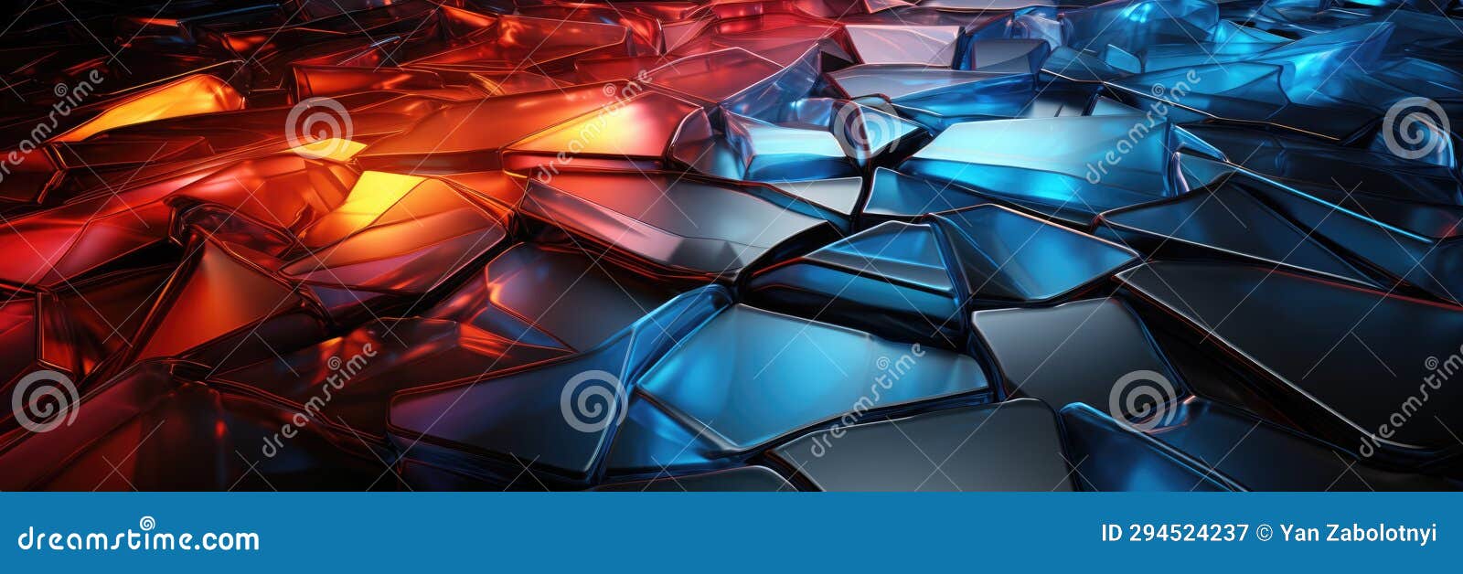 Abstract Pentagon Shape Red Yellow Blue Colours on Black Background ...