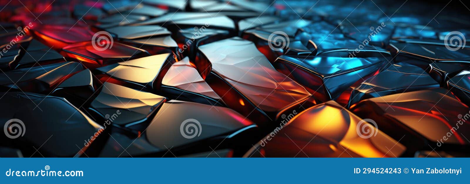 Abstract Pentagon Shape Yellow Blue Red Colours on Black Background ...