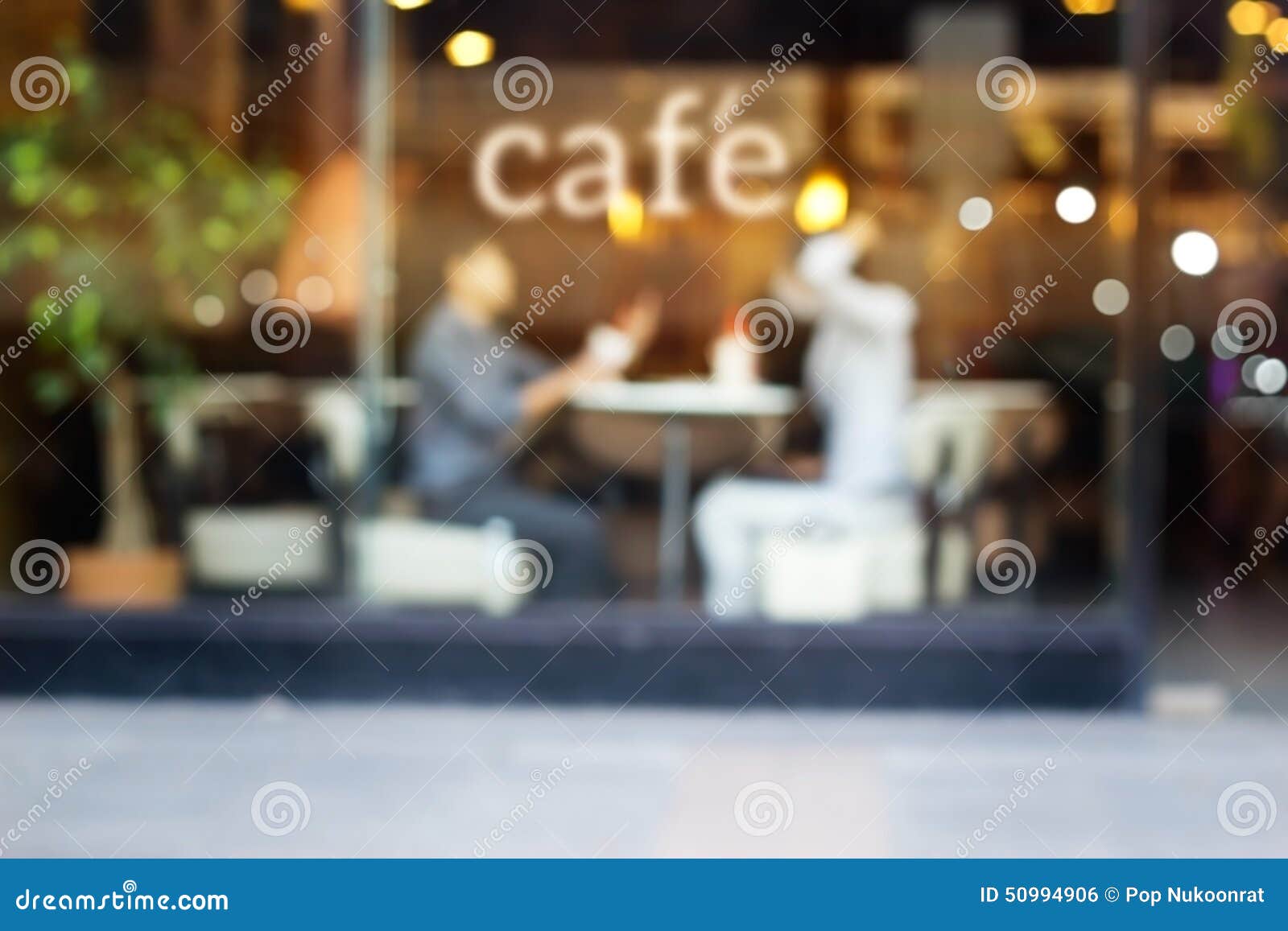 Abstract People in Coffee Shop and Text Cafe in Front of Mirror, Soft ...