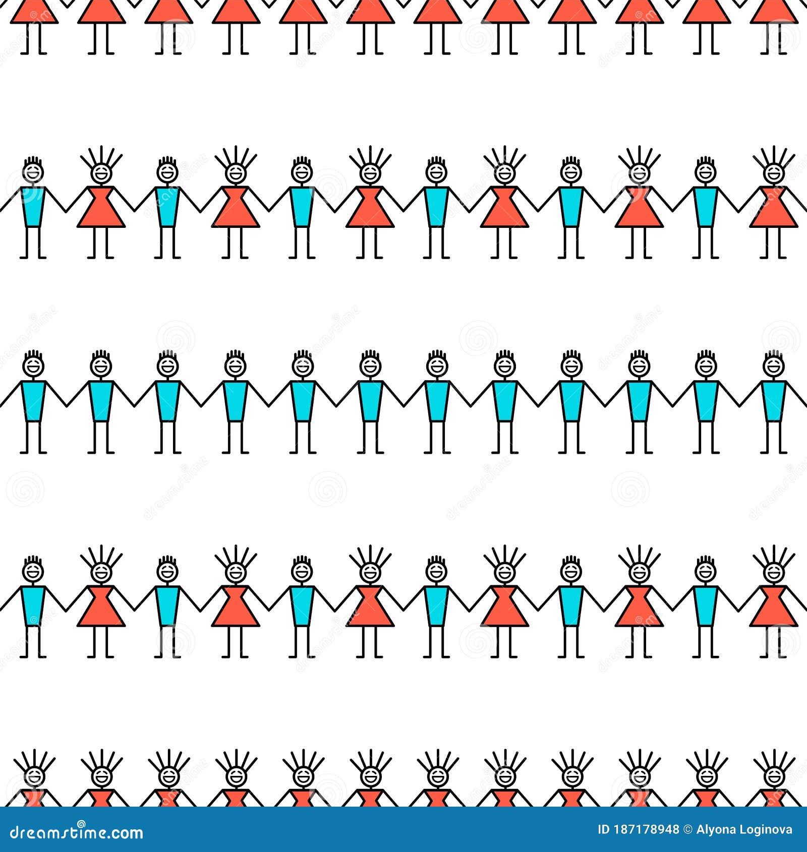 Abstract People Holding Hands. Seamless Vector Pattern Stock Vector ...