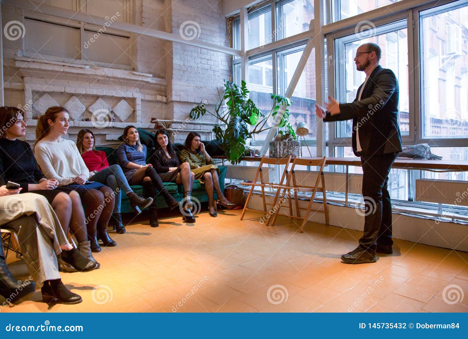 Abstract People Lecture in Seminar Room, Education or Training Concept ...