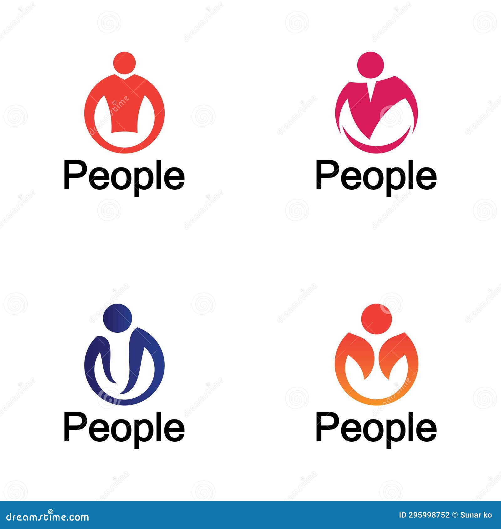 Abstract People Logo. Circle Shape with Human Icon Isolated on White ...