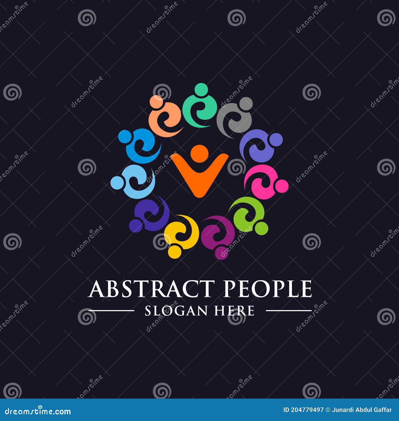 Abstract People Logo Template. Black Background. Vector Illustrator Eps ...