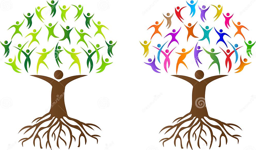 Abstract People Tree with Root Stock Vector - Illustration of branches ...