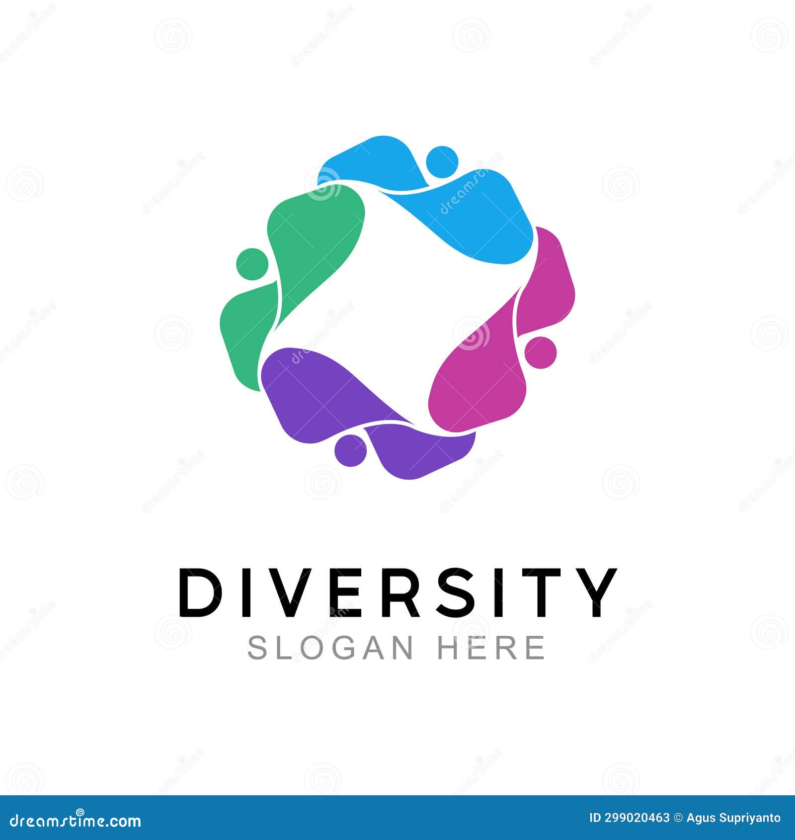 Abstract People Vector Logo Design Represents Teamwork, Diversity Stock ...
