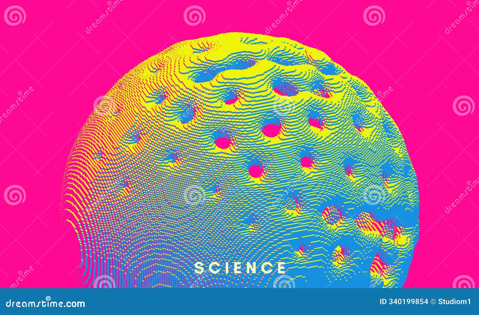 Abstract Perforated Sphere. Art Geometric Primitive. Damaged Cell or ...