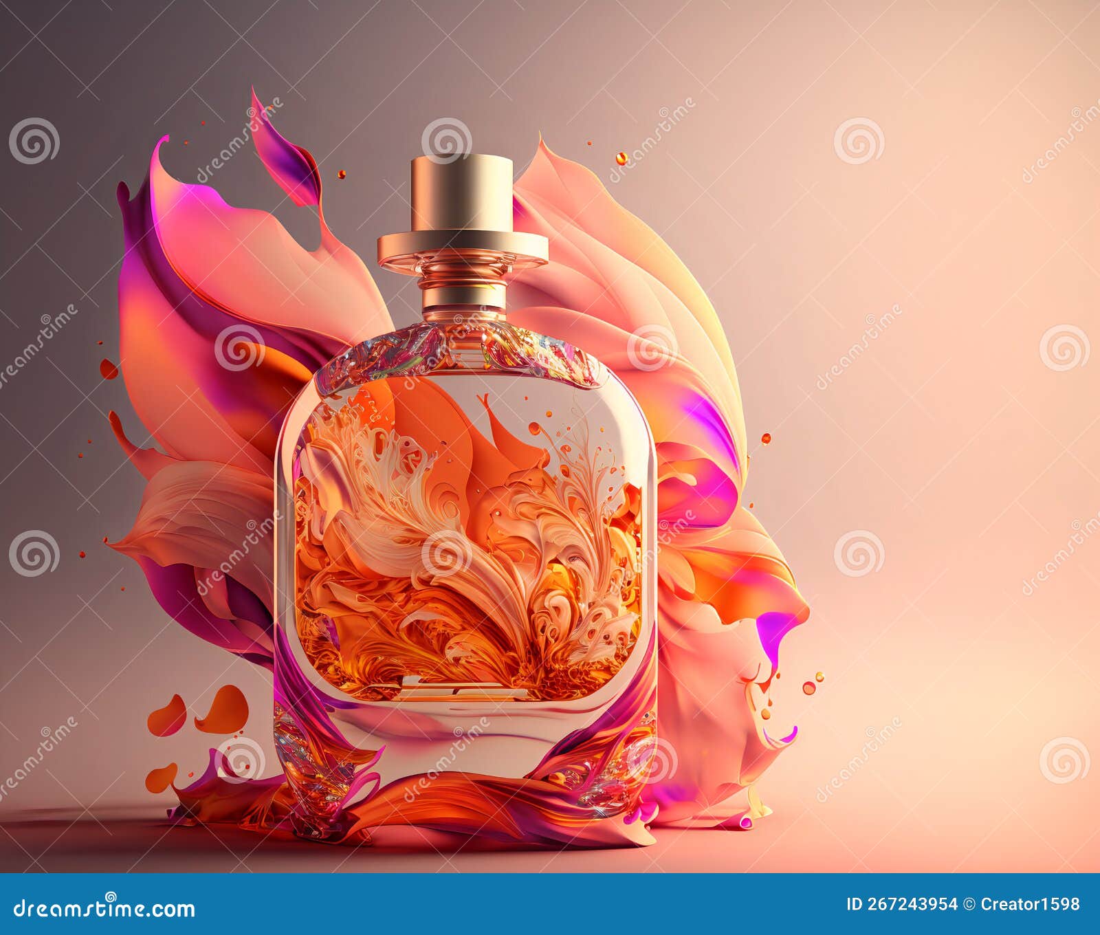Abstract Perfume Packaging on a Light Background with Colorful Multi ...