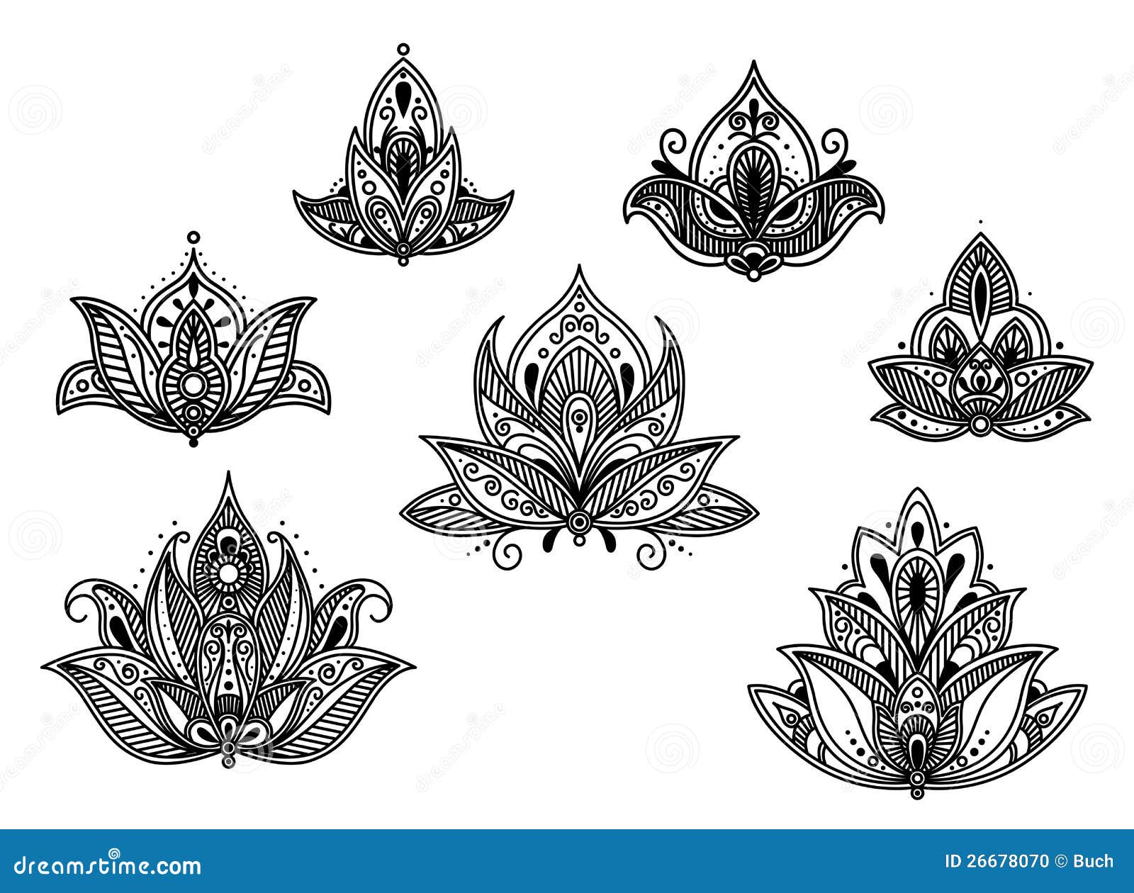 Abstract Persian and Indian Flower Stock Vector - Illustration of ...