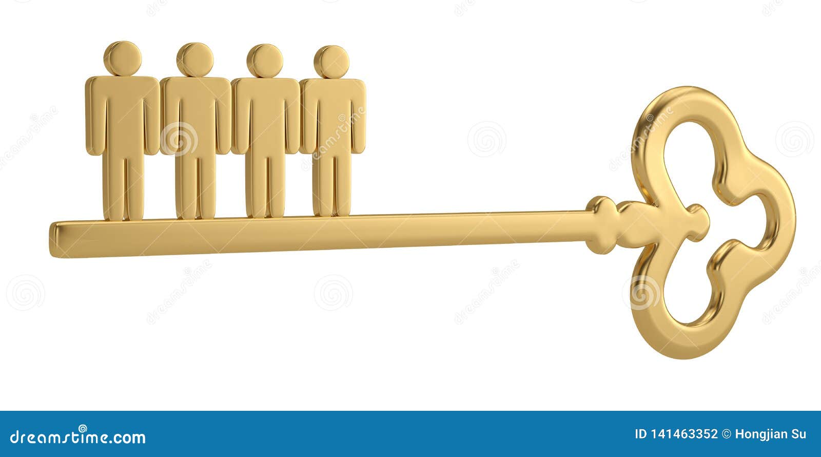 Abstract Person and Key Isolated on White Background. 3D Illustration ...