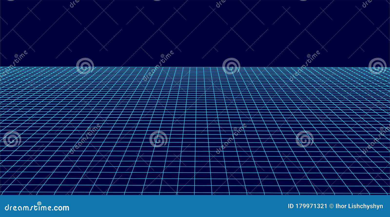 Abstract Perspective Blue Grid. Wireframe Landscape. Vector ...