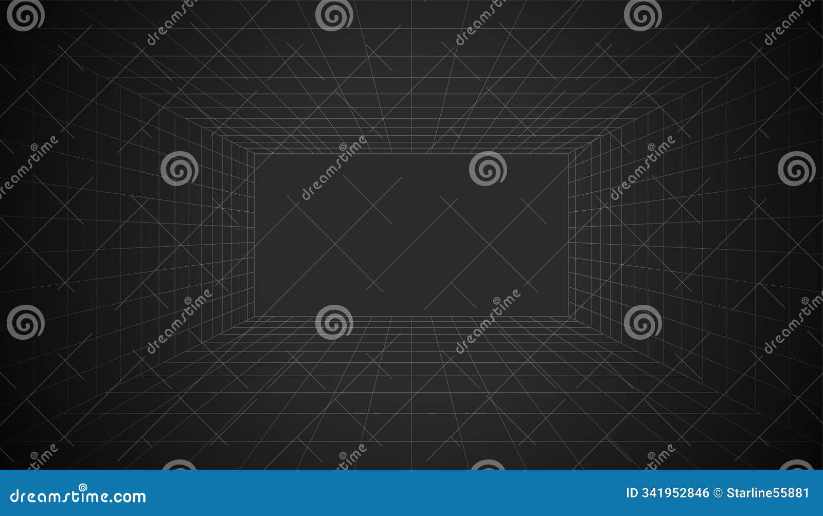 Abstract Perspective Wireframe Grid Room Dark Background Stock Vector ...
