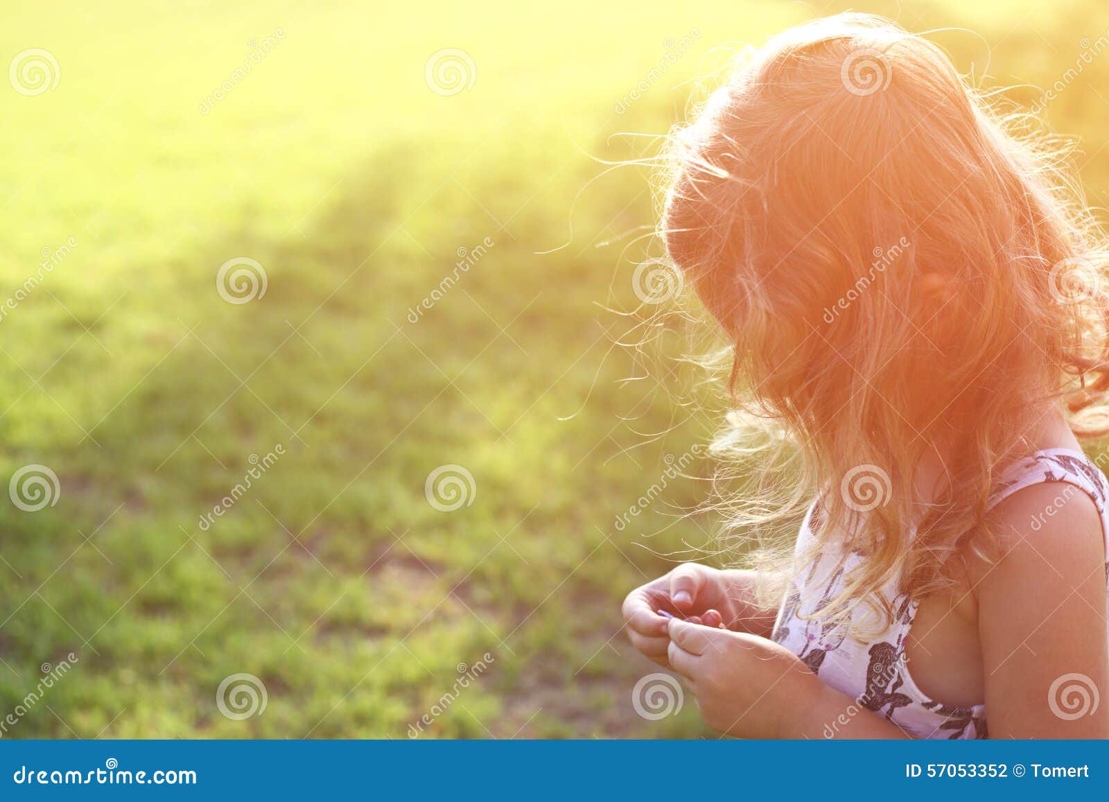 Abstract Photo of Back Side of Happy Kid Playing at the Sunset in the ...