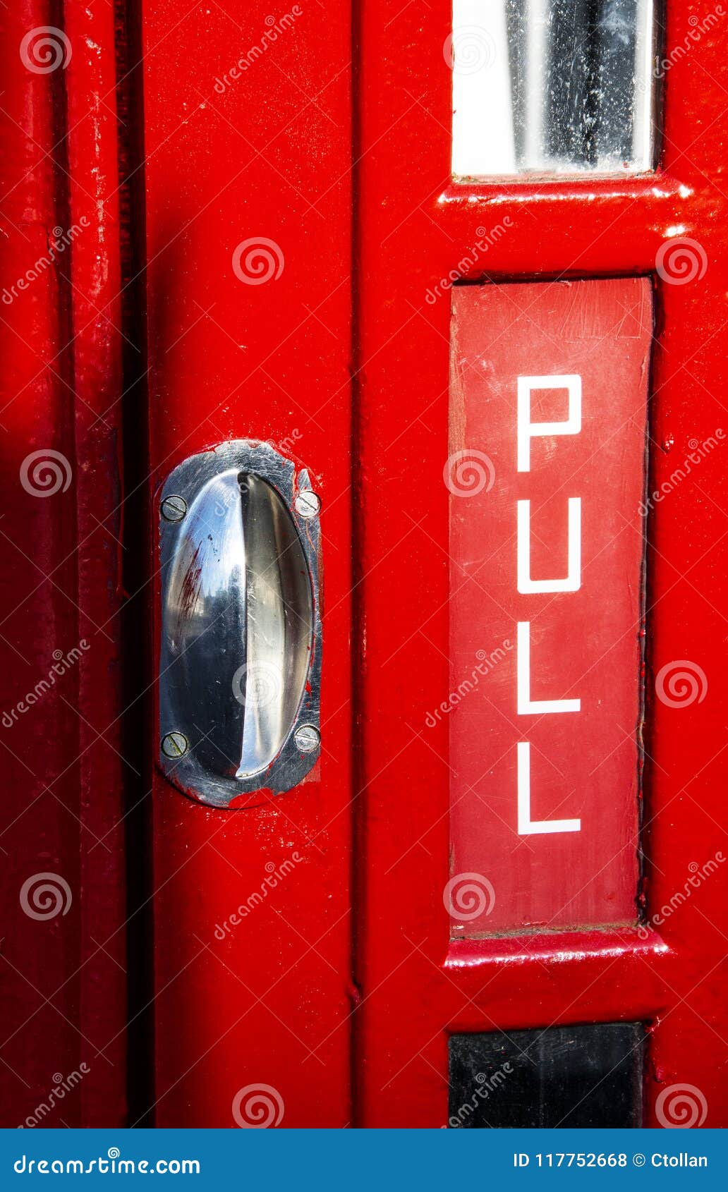 British Red Telephone Box Pull Handle Stock Photo - Image of shiny ...
