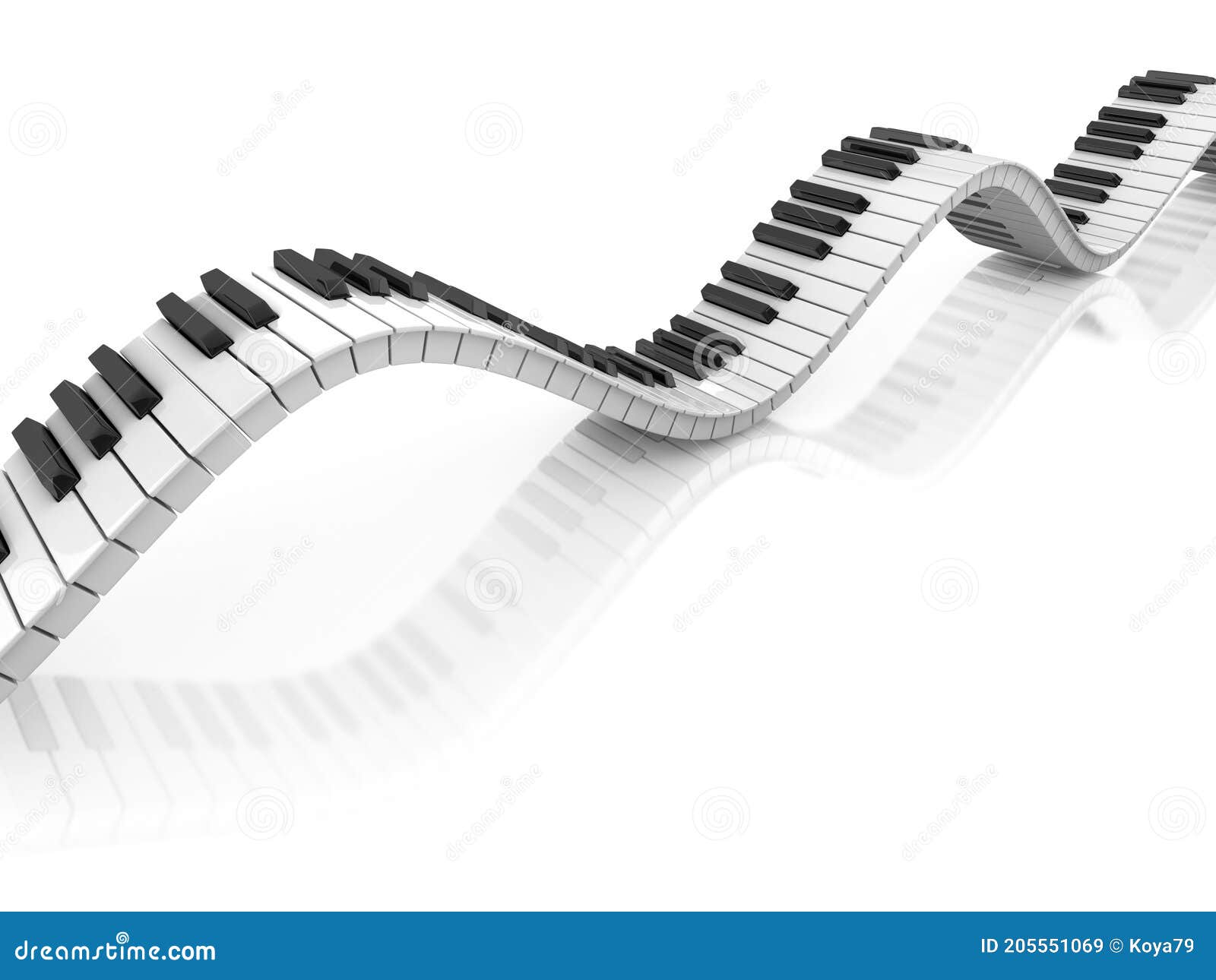 Abstract Piano Keyboard Wave 3d Rendering Stock Illustration ...