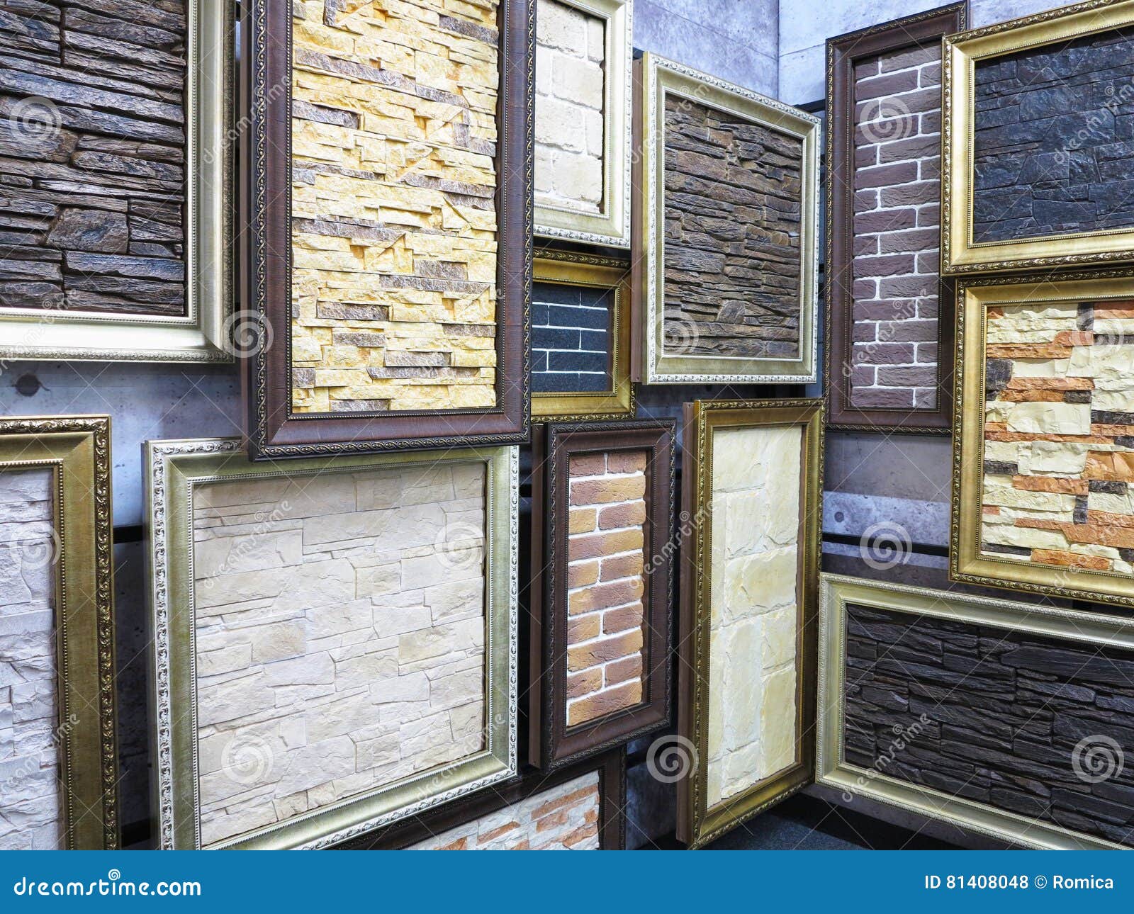 Abstract Picture Frames with Stone Brick Textures Stock Photo - Image ...