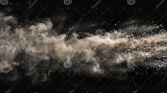 Abstract of Rocks Exploding into Dust Flowing with Wind Blowing Effect ...