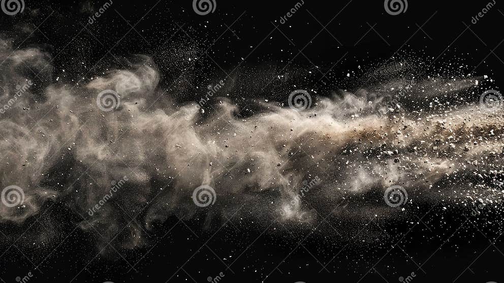 Abstract of Rocks Exploding into Dust Flowing with Wind Blowing Effect ...