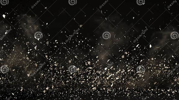 Abstract of Rocks Exploding into Dust Flowing with Wind Blowing Effect ...