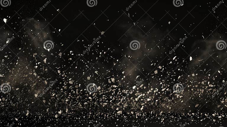 Abstract of Rocks Exploding into Dust Flowing with Wind Blowing Effect ...