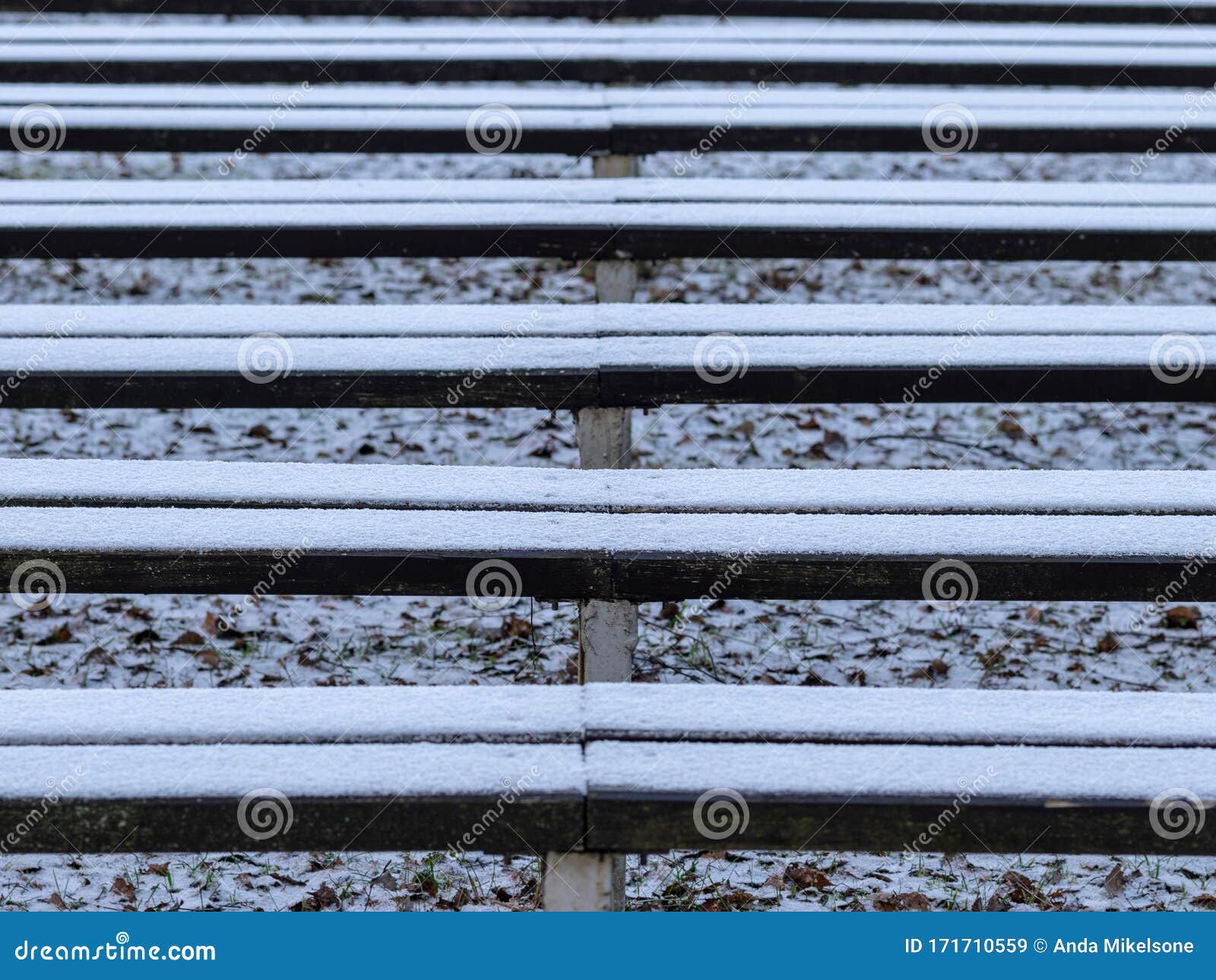 Abstract Picture with Snowy Benches Stock Image - Image of park, cold ...