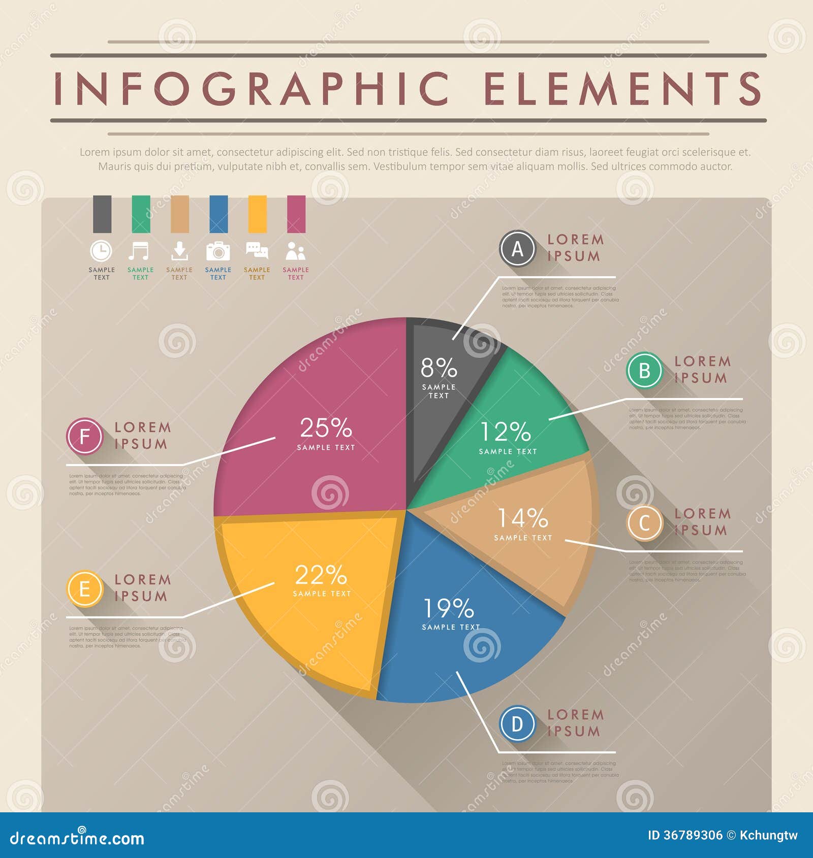Abstract Pie Chart Infographics Stock Vector - Illustration of flat ...