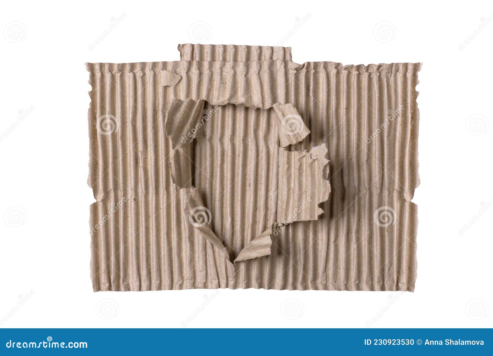 Abstract Piece of Crumpled Torn Cardboard Isolated on White Background ...