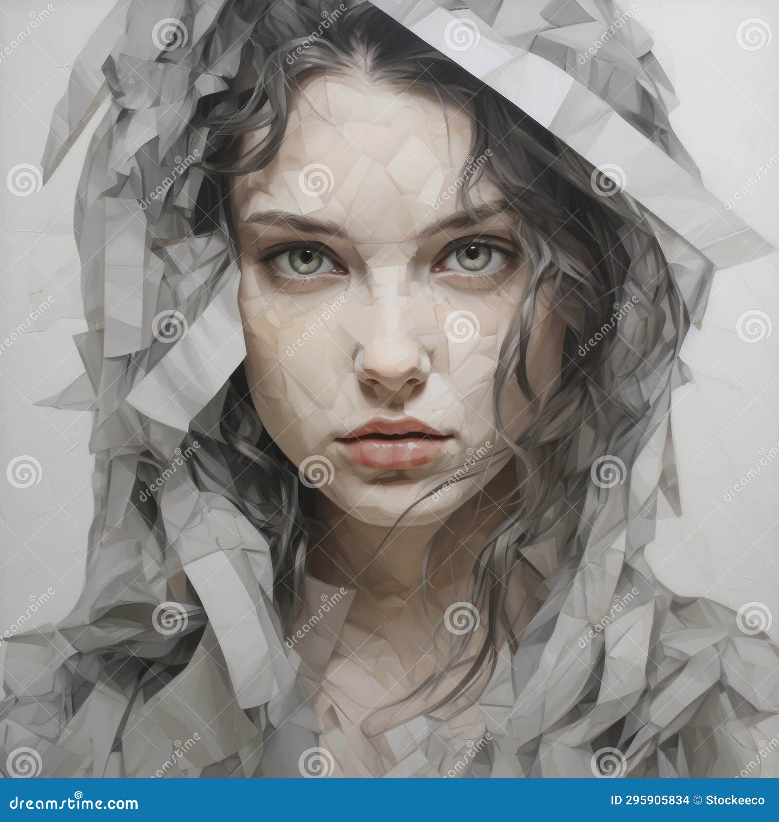 Contemporary Gray Portrait Covered in Papers Stock Illustration ...